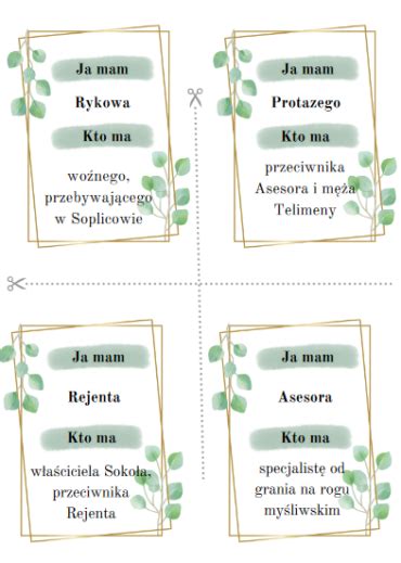 Ja Mam Kto Ma PAN TADEUSZ Bohaterowie Gra Dydaktyczna Lektura
