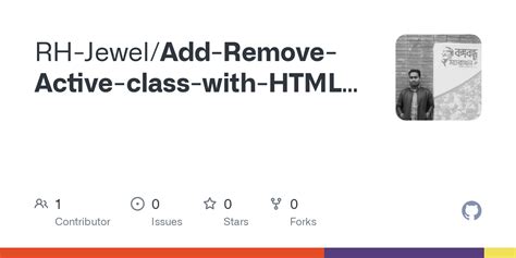 github rh jewel add remove active class with html css and javascript