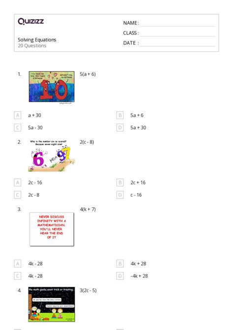 50 Solving Equations Worksheets On Quizizz Free Printable