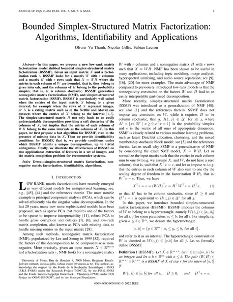 pdf bounded simplex structured matrix factorization algorithms identifiability and applications