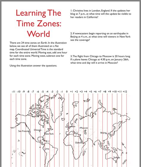 World Time Zones Map Worksheet Images And Photos Finder