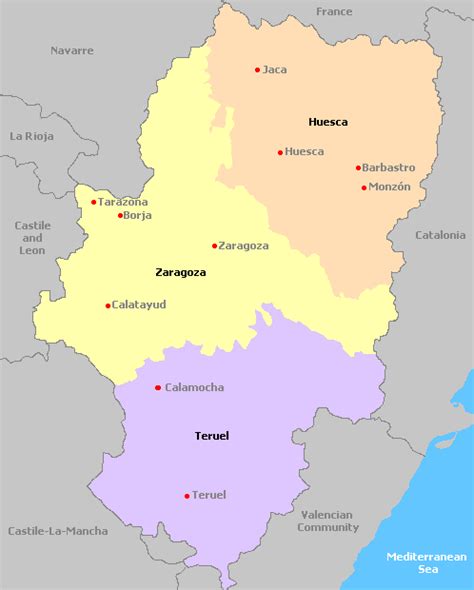 Aragon Map Pictures And Information Map Of Spain Pictures And Information