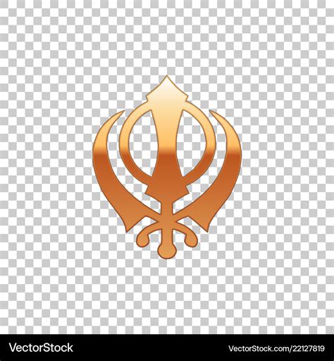 Golden Sikhism Religion Khanda Symbol Isolated Vector Image