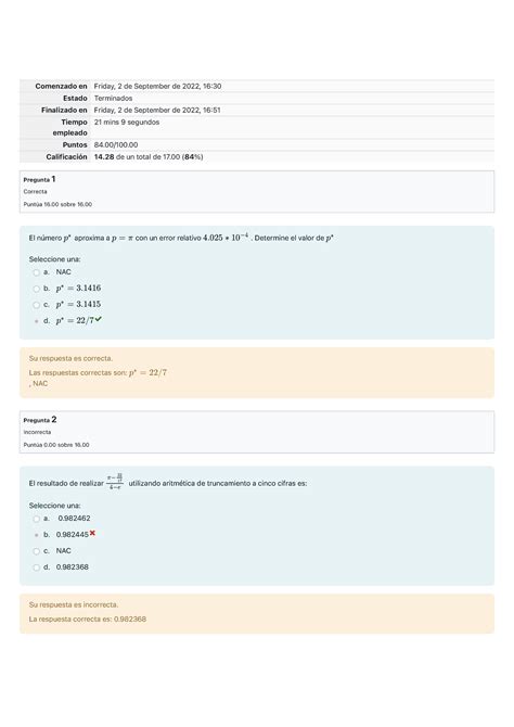 Primer Parcial Revisión del intento Comenzado en Friday 2 de