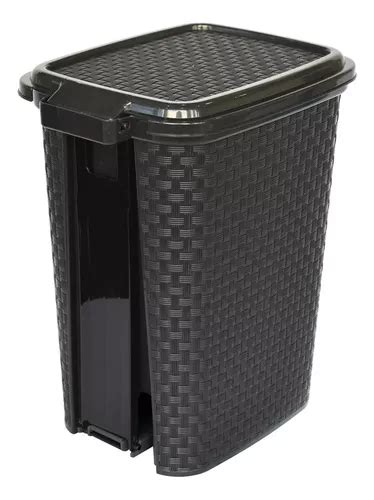 Lixeira Pedal Trama Rattan 7 Litros Preta MercadoLivre