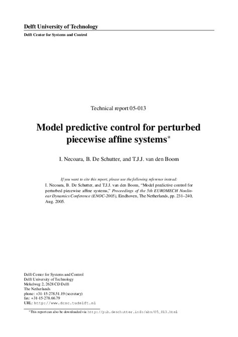 pdf model predictive control for perturbed piecewise affine systems ion necoara