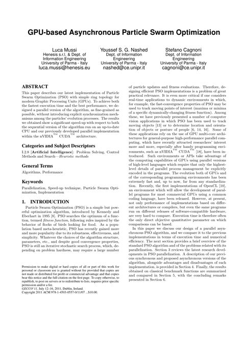 pdf gpu based asynchronous particle swarm optimization