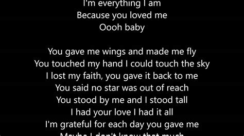 Celine Dion Because You Loved Me Lyrics Rolling YouTube
