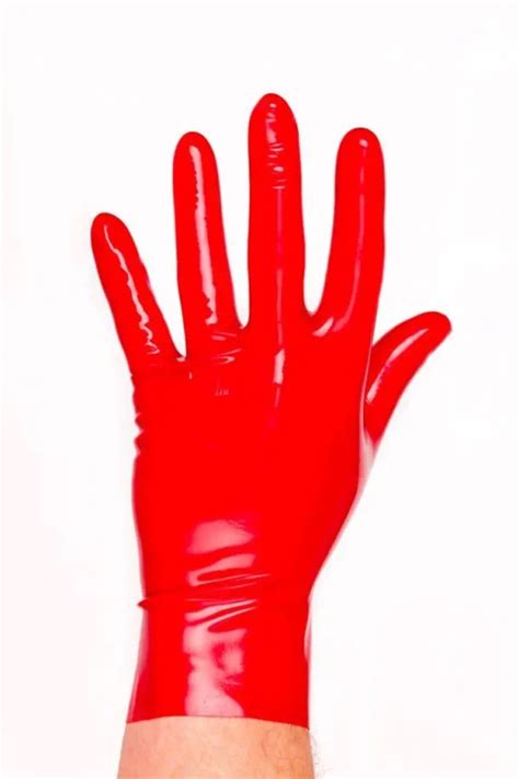 Short Gloves Made Of Molded Latex Unisex Red Latex Clothing UK Online