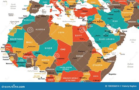 Mappa Del Nord Africa Illustrazione Di Vettore Illustrazione Di Stock
