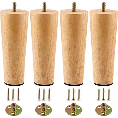 15CM Pieds de Meuble Bois Massif Pieds de canapé Bois Pieds de Meuble