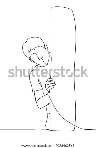 Man Bending Over Looks Out Behind Stock Vector Royalty Free 2028462563 Shutterstock