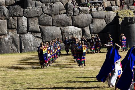 Inti Raymi Ceremonii Peru Ameryka Po udniowa Inka Kostiumy Zdjęcie