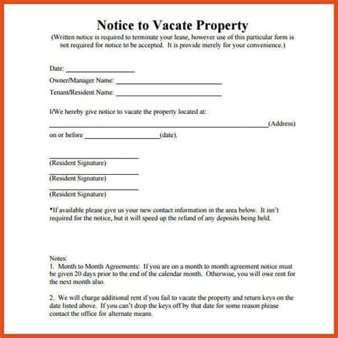 Printable Tenant 60 Day Notice To Vacate Template
