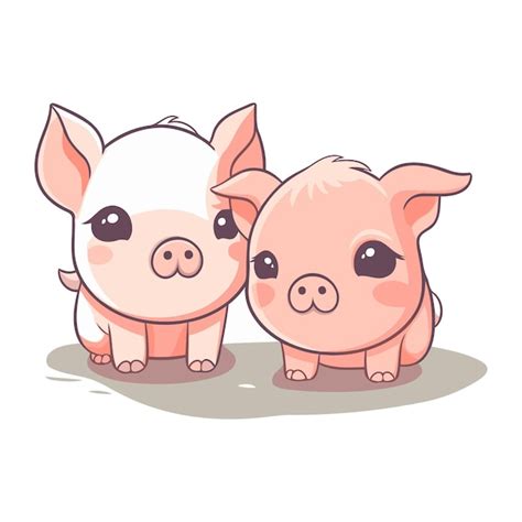 Porcos de desenho animado bonitos Ilustração vetorial isolada em fundo