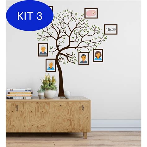 Kit 3 Adesivo Parede Decorativo Árvore Genealógica Quadros Família no