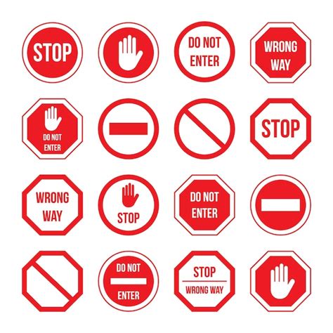 Premium Vector Traffic Stop Sign With Warning Message Information Set