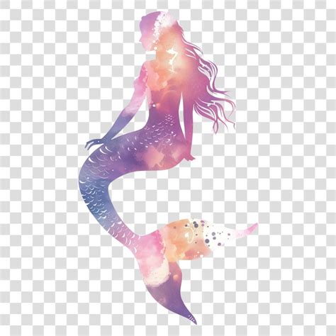 Ilustração de uma sereia em silhueta colorida PSD Premium gerado IA