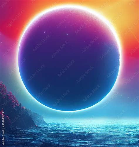 Fantasy Time Portal And Magic Round Door Sea Eclipse Fantasy Backdrop