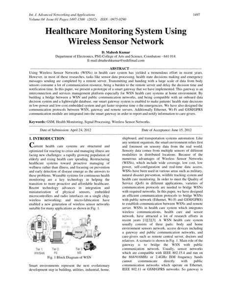 pdf healthcare monitoring system using wireless sensor network