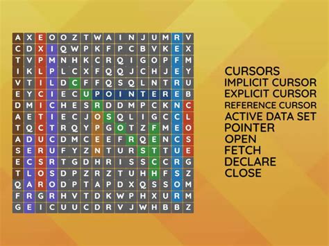 PL SQL Cursors Wordsearch