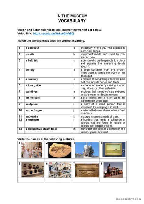 In A Museum Vocabulary And Reading English ESL Worksheets Pdf Doc
