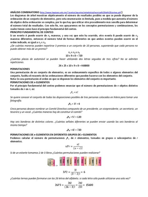 análisis combinatorio pdf pdf permutación combinatoria