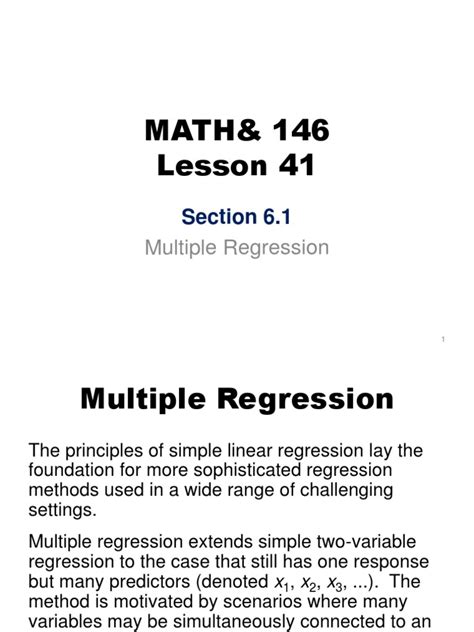 mathand 146 lesson 41 multiple regression pdf errors and residuals linear regression