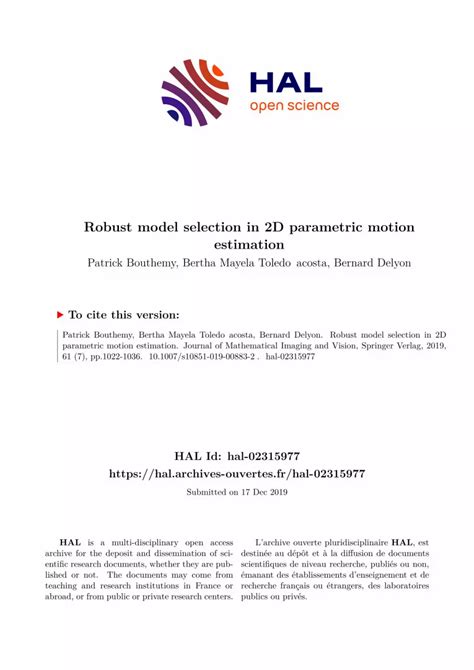 pdf robust model selection in 2d parametric motion estimation dokumen tips