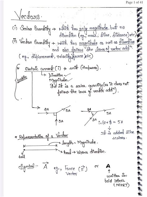 vectors physics class 11 handwritten notes pdf shop handwritten notes shn