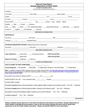 Fillable Online Arboviral Case Report Fax Email Print PdfFiller