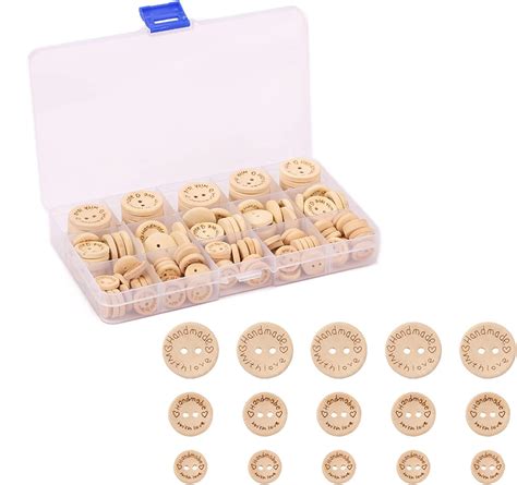 FEPITO fait à la main avec amour bouton en bois 15mm 20mm 25mm forme