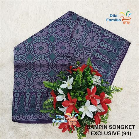Sampin Songket Siap Jahit Samping Exclusive Tenun Warna Putih Emas Gold