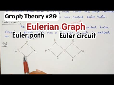 Eulerian Graph Euler Path Euler Circuit Graph Theory YouTube