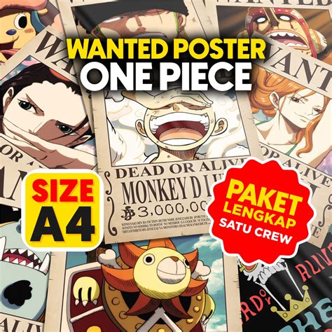 Jual Poster Bounty One Piece Terbaru Poster Wanted Paket Komplit SHP