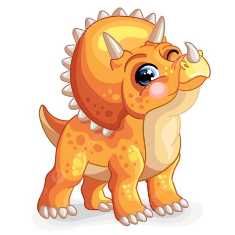 Dinosaurio Naranja Triceratops Ilustraci N Dibujos Animados Png Feliz