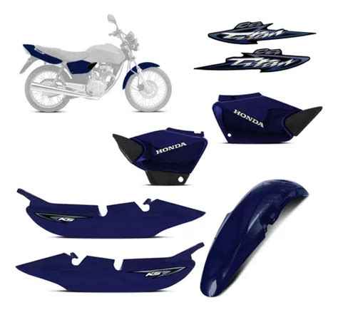 Kit Carenagem Cg Titan Ks Azul C Adesivos