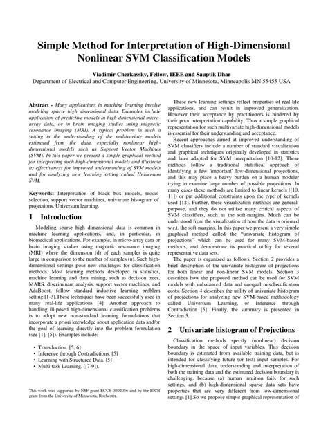 pdf simple method for interpretation of high dimensional nonlinear svm classification models