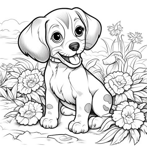 Dibujos Para Colorear De Perros Y Cachorros Generativo Ai Foto Premium