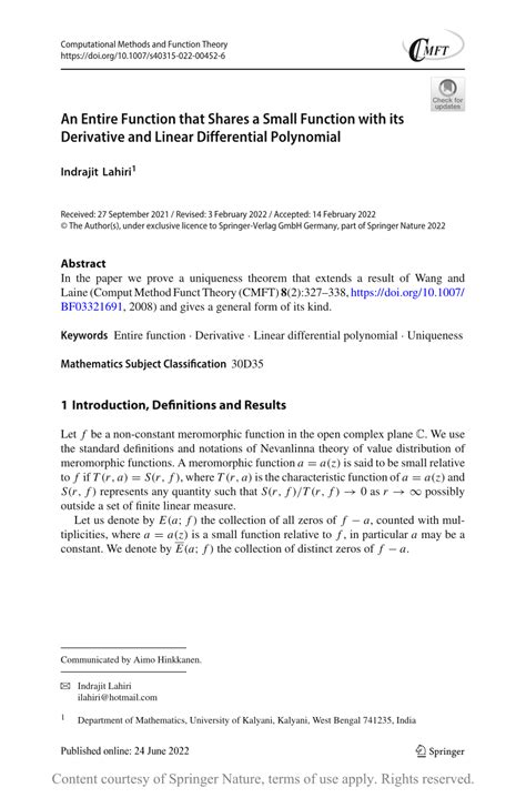 an entire function that shares a small function with its derivative and linear differential