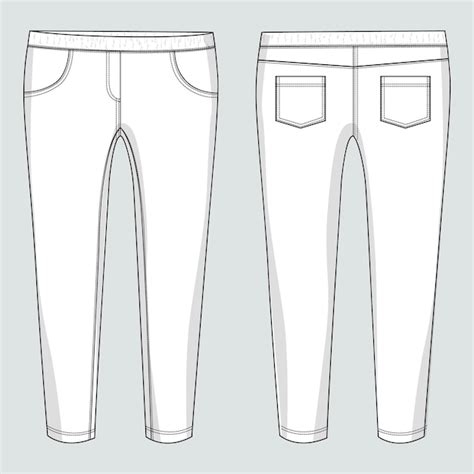 Pantalones vaqueros dibujo técnico moda boceto plano vector ilustración