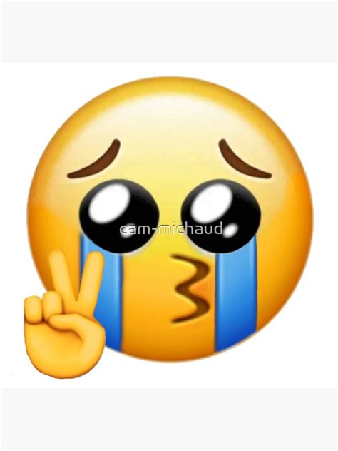 Crying Peace Sign Emoji Art Print By Cam Michaud Redbubble