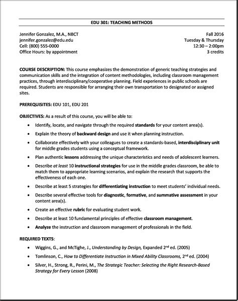 How To Write A Syllabus Cult Of Pedagogy