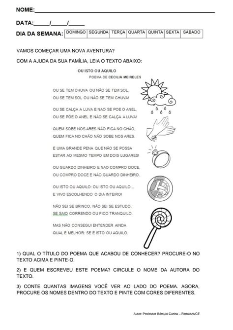 Blog Educação e Transformação Sequência didática Ou isto ou aquilo