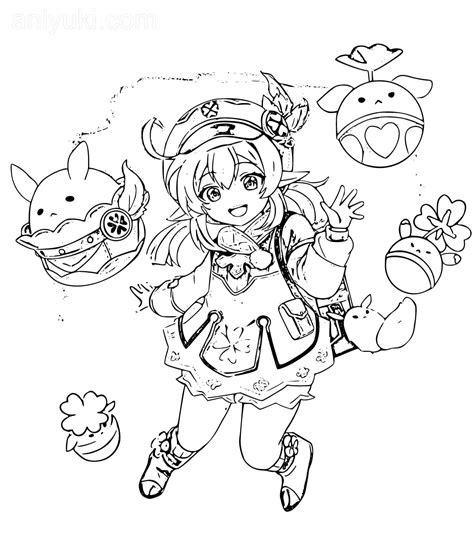 Klee Genshin Impact Coloring Pages Aniyuki