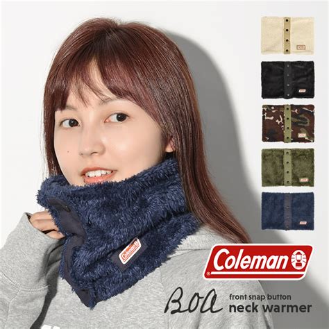 楽天市場ネックウォーマー コールマン ボアネックウォーマー Coleman レディース メンズ ジュニア おしゃれ 前ボタン 防寒
