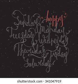 Handwritten Days Week Monday Tuesday Wednesday Stock Vector Royalty