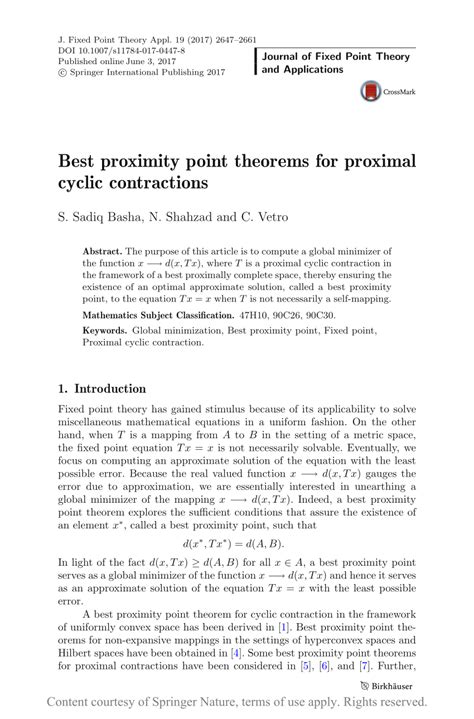best proximity point theorems for proximal cyclic contractions request pdf