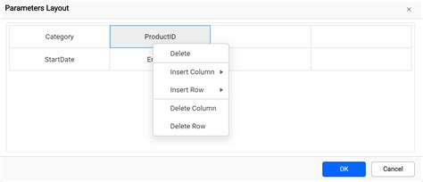 Parameters Layout Bold Reports Designer Blazor