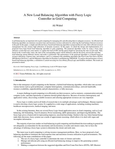 pdf a new load balancing algorithm with fuzzy logic controller in grid computing